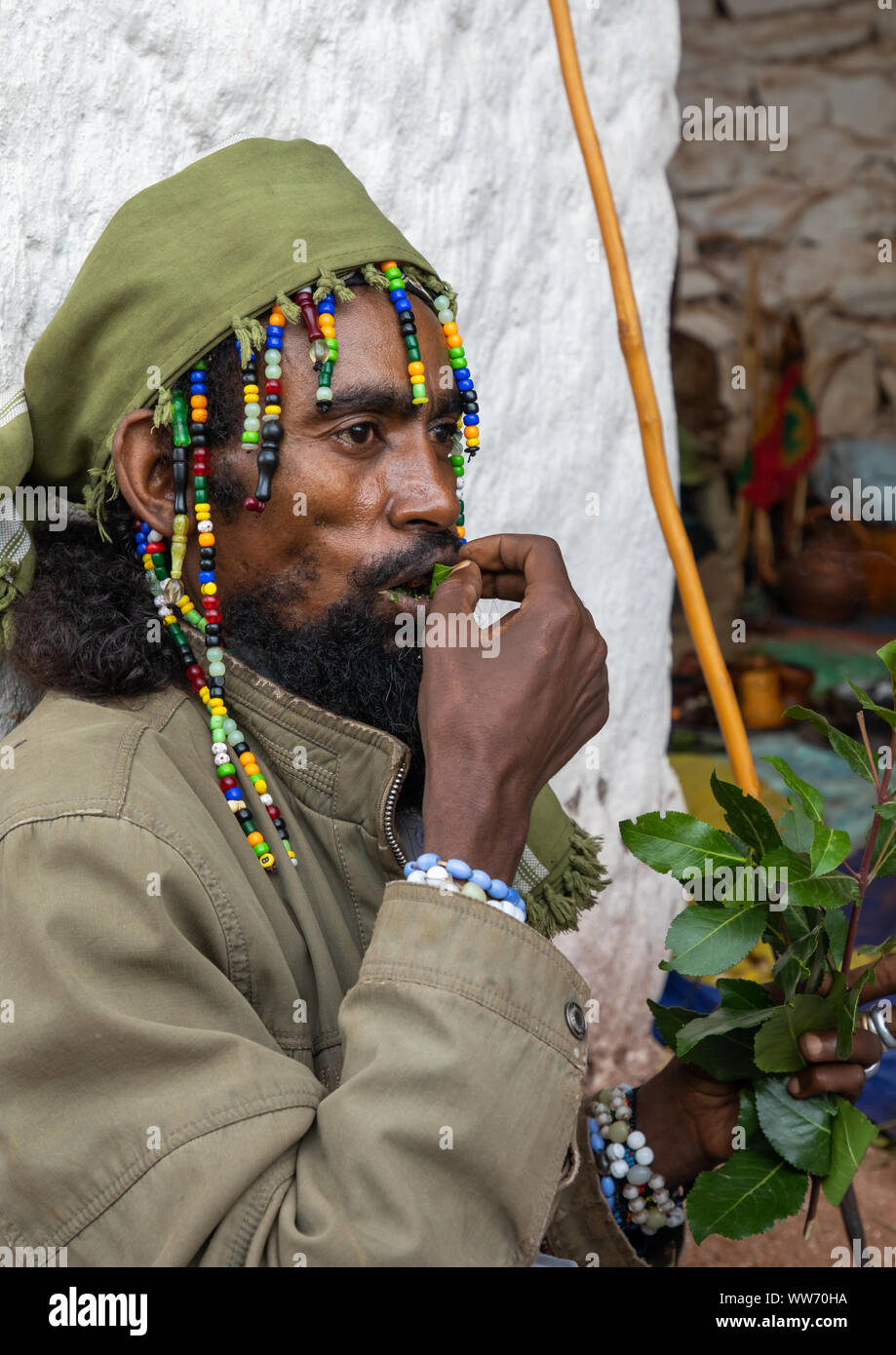 Oromo pilgrim chewing khat in Sheikh Hussein shrine, Oromia, Sheik ...