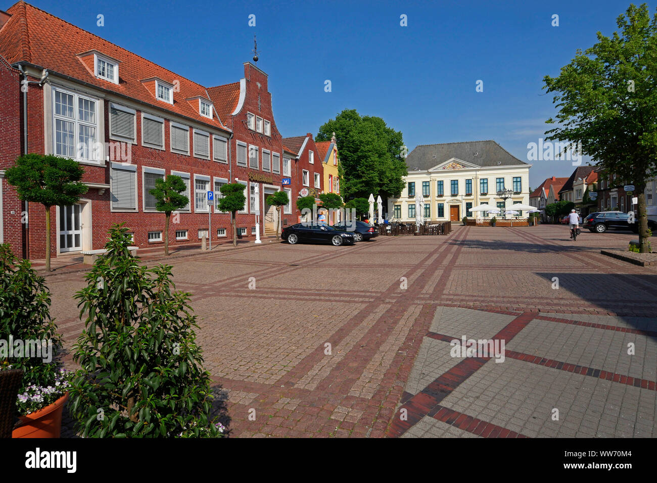 Market Square in Esens, East Frisia, Lower Saxony, Germany Stock Photo ...