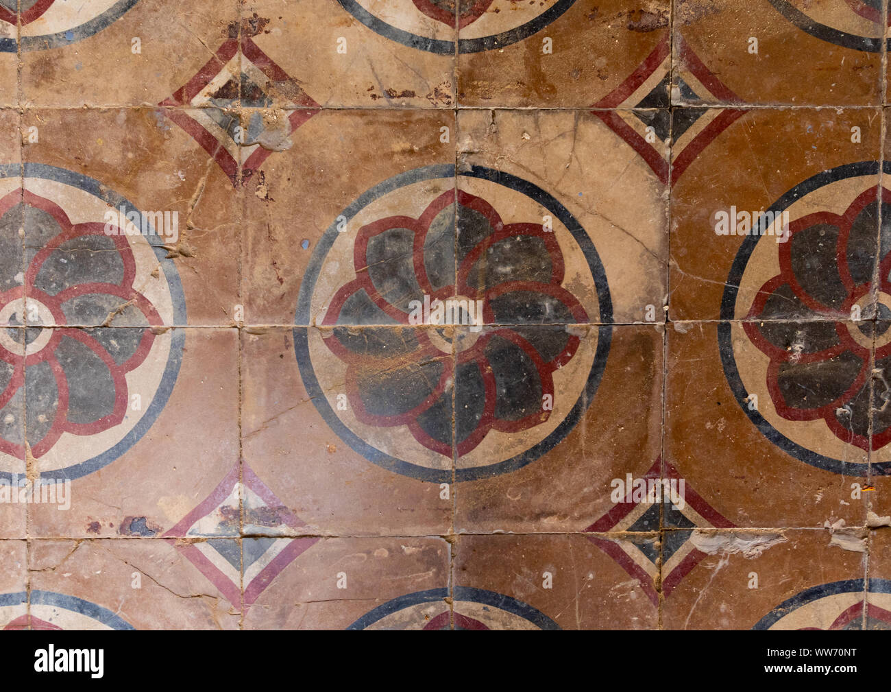 Colorful italian tiles in an old building, Northern Red Sea, Massawa ...