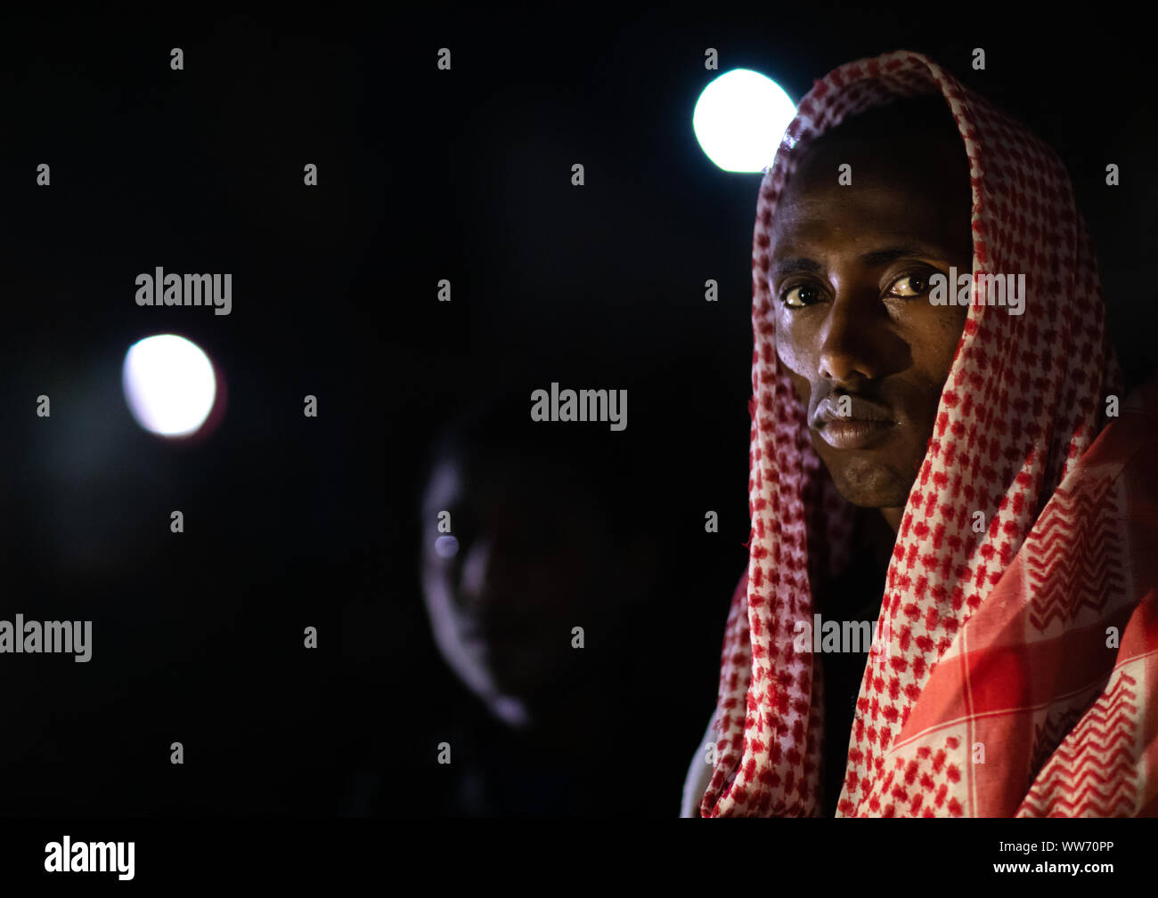 Oromo pilgrims in the night in Sheikh Hussein shrine, Oromia, Sheik Hussein, Ethiopia Stock ...