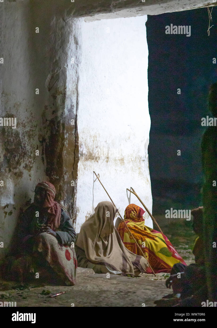 Oromo pilgrims praying in the night during the pilgrimage, Oromia ...
