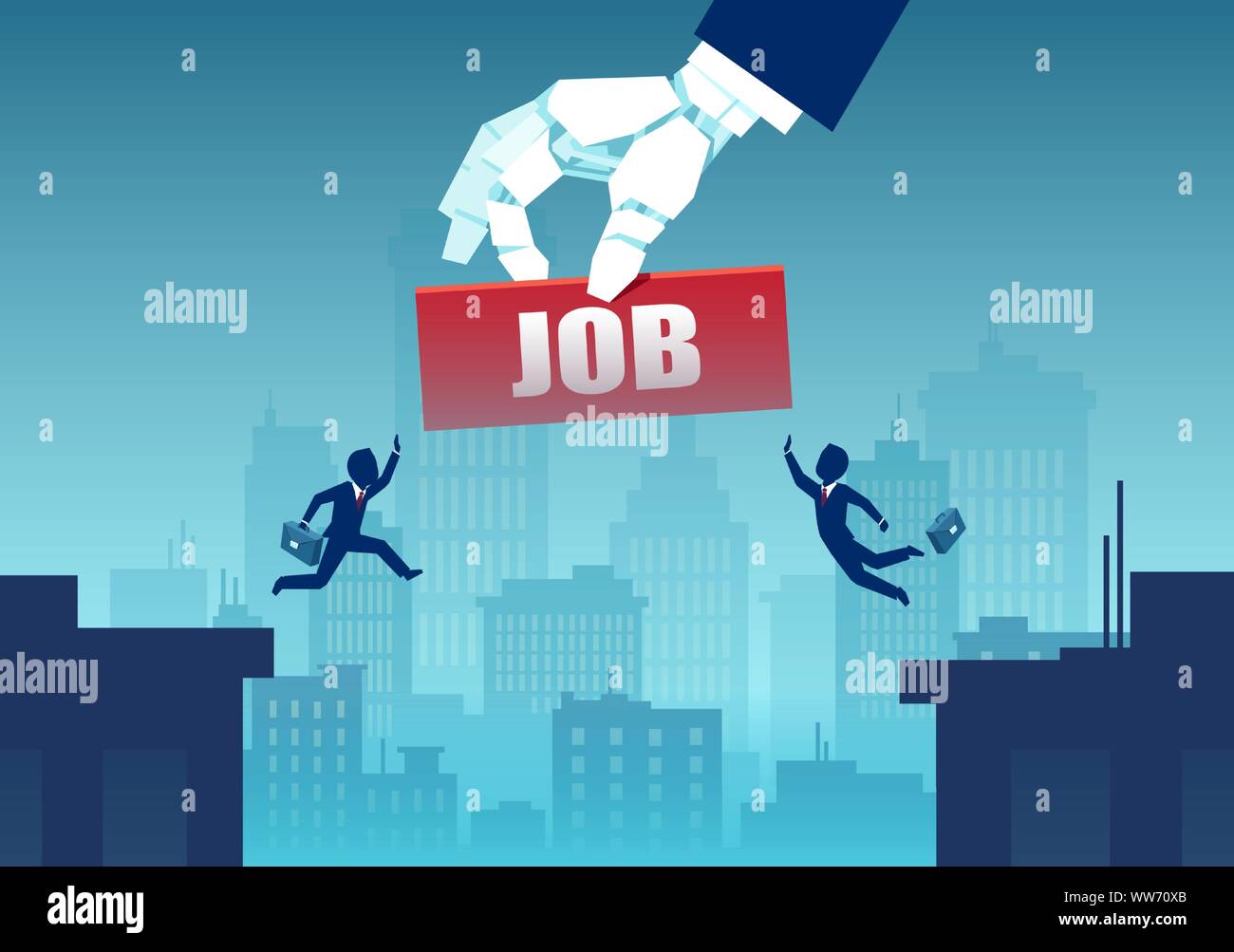 AI vs human and job competition concept. Vector of a businessmen ...