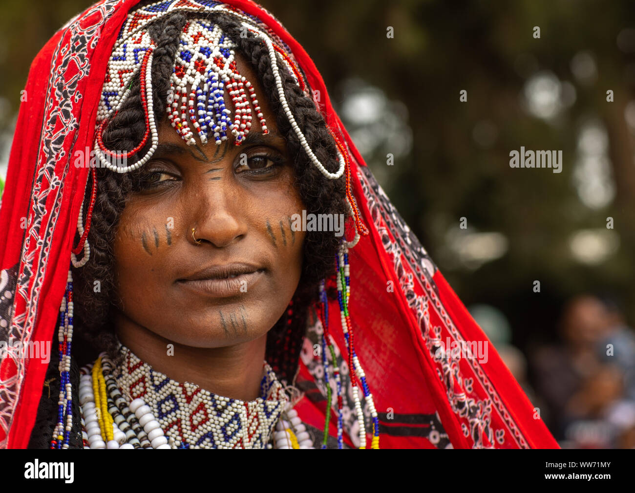 Afar tribe woman during expo festival, Central region, Asmara, Eritrea ...