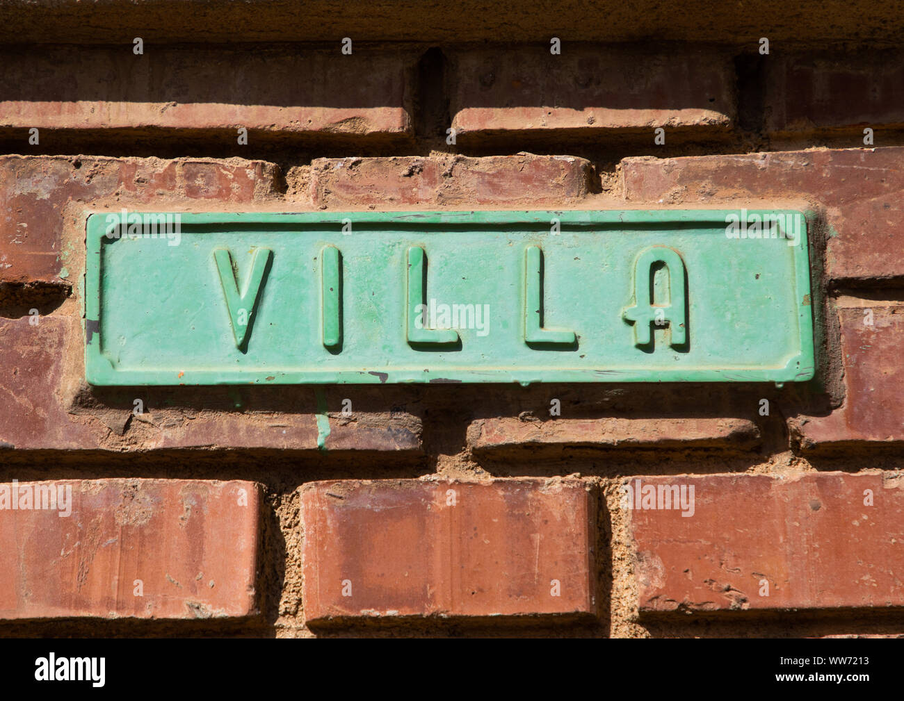 Villa sign on a house, Central region, Asmara, Eritrea Stock Photo - Alamy