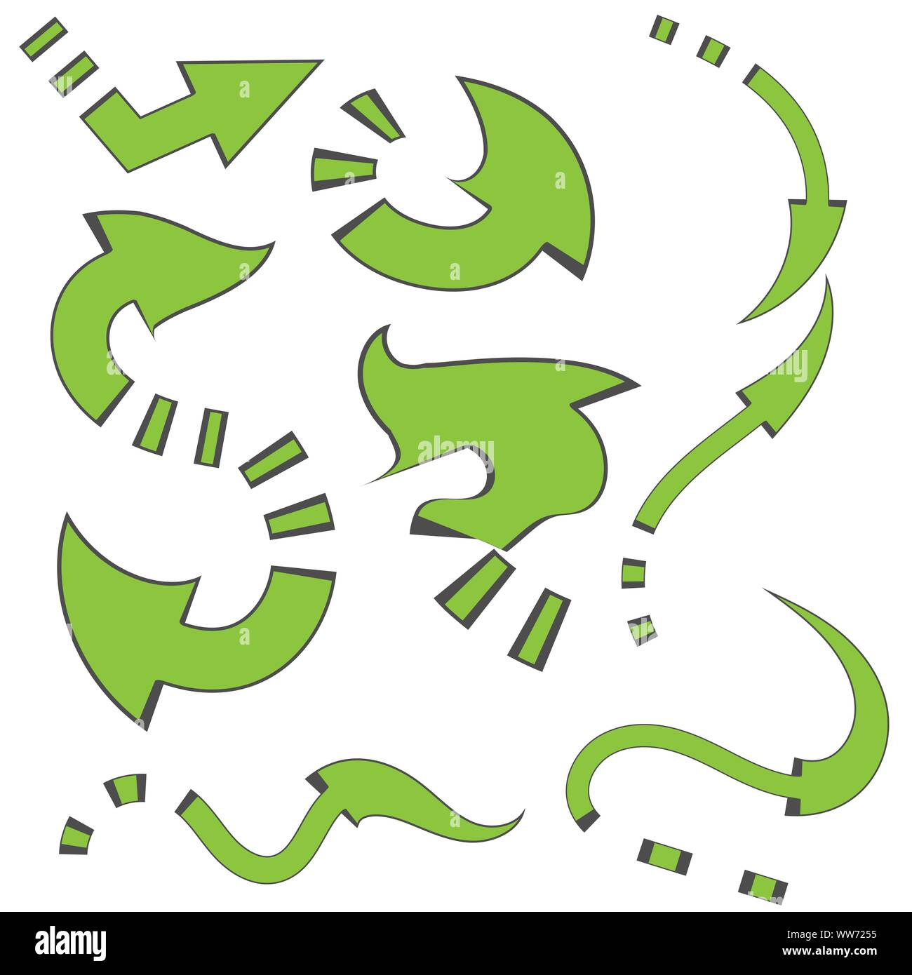 Green green arrows set on white background. Arrows icon. Vector design ...