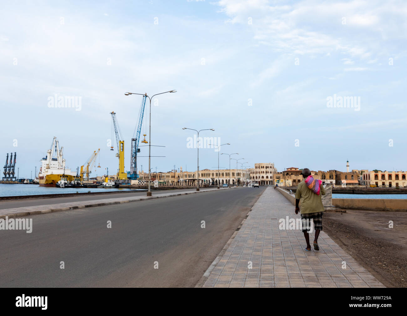 Causeway leading to the commercial port, Northern Red Sea, Massawa ...