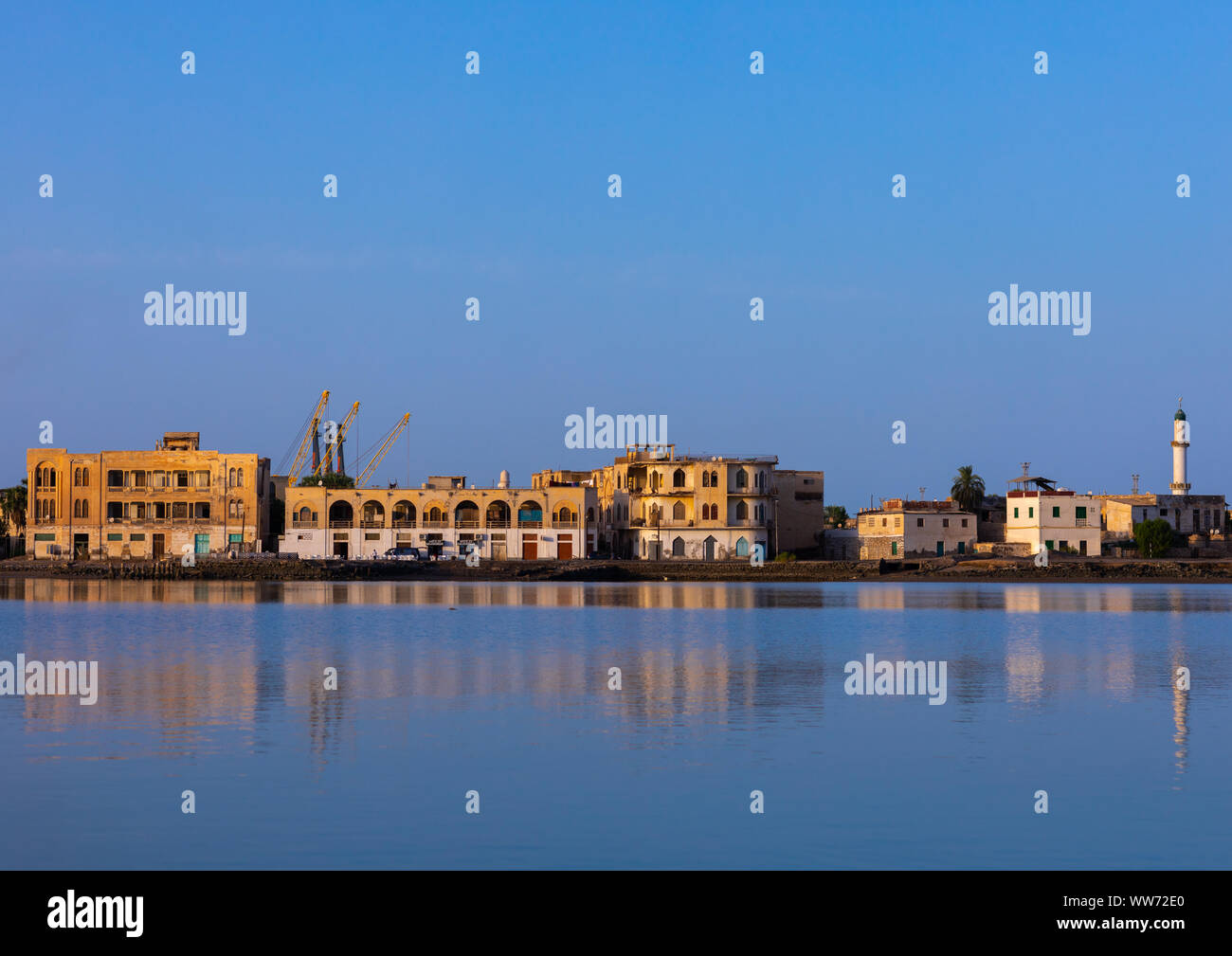 Old ottoman architecture buildings seen from the sea, Northern Red Sea ...