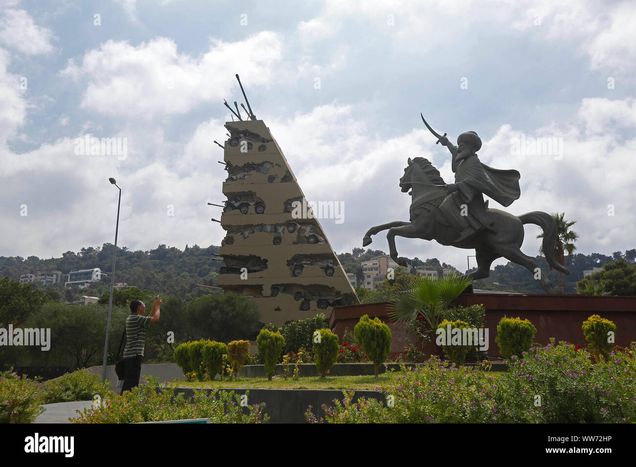 Beirut, Lebanon. 13th Sep, 2019. A tourist takes pictures of the Hope ...