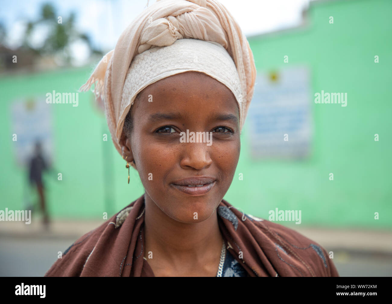 Portrait of an ethiopian woman, Harari region, Harar, Ethiopia Stock ...
