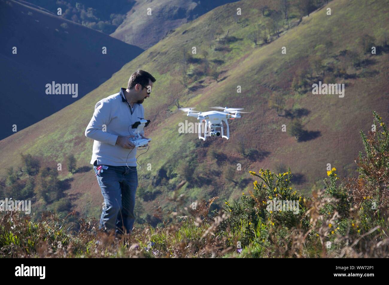 Aerial drone view man driving hi-res stock photography and images - Alamy