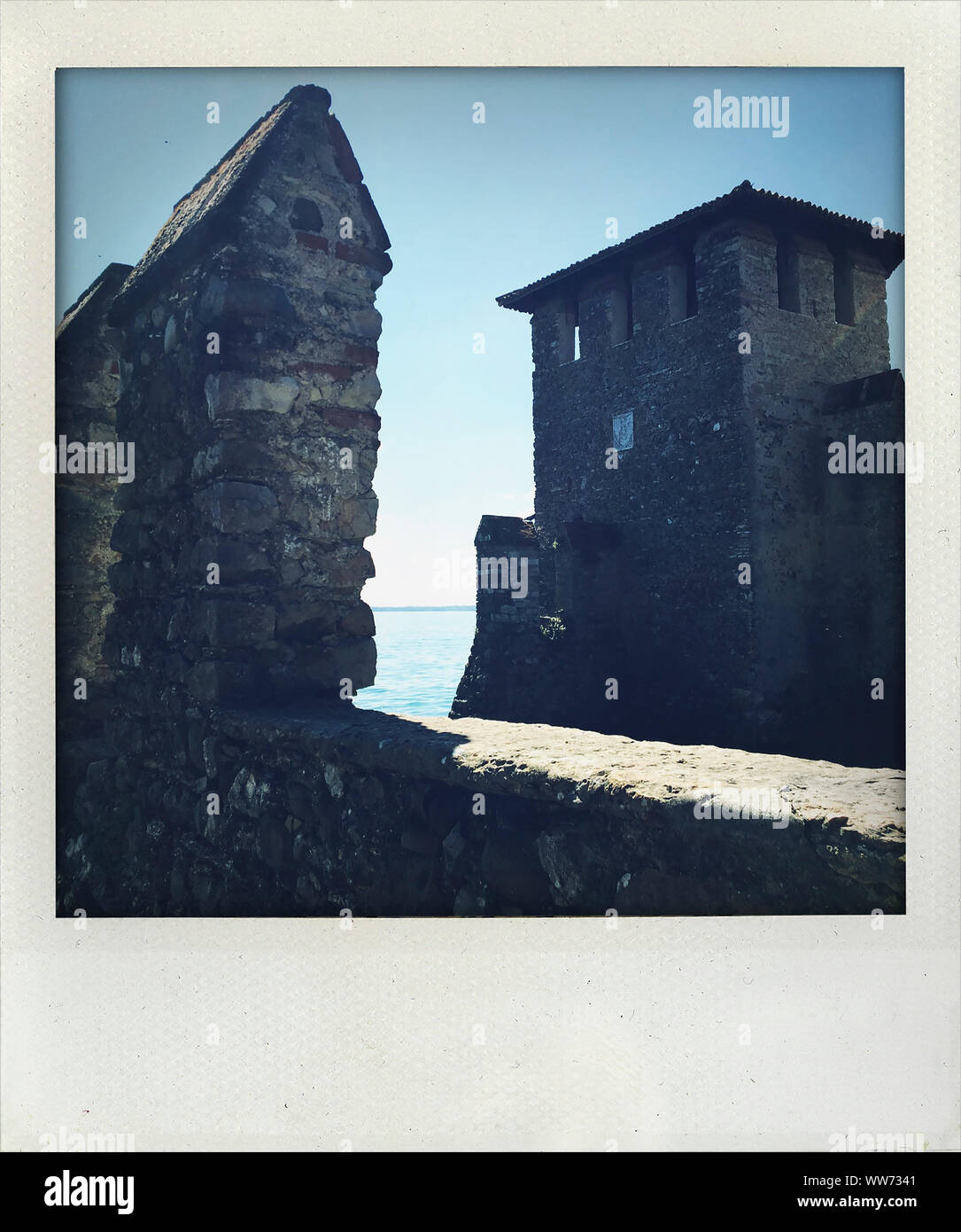 Sirmione Fortress, castle set on Lake Garda, building, tourism Stock ...