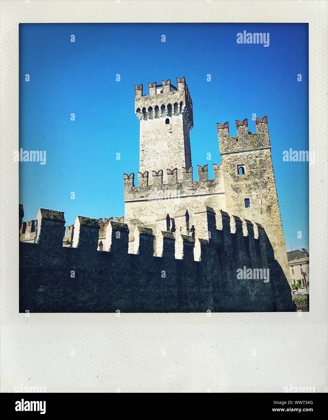 Sirmione Fortress, castle set on Lake Garda, building, tourism Stock ...