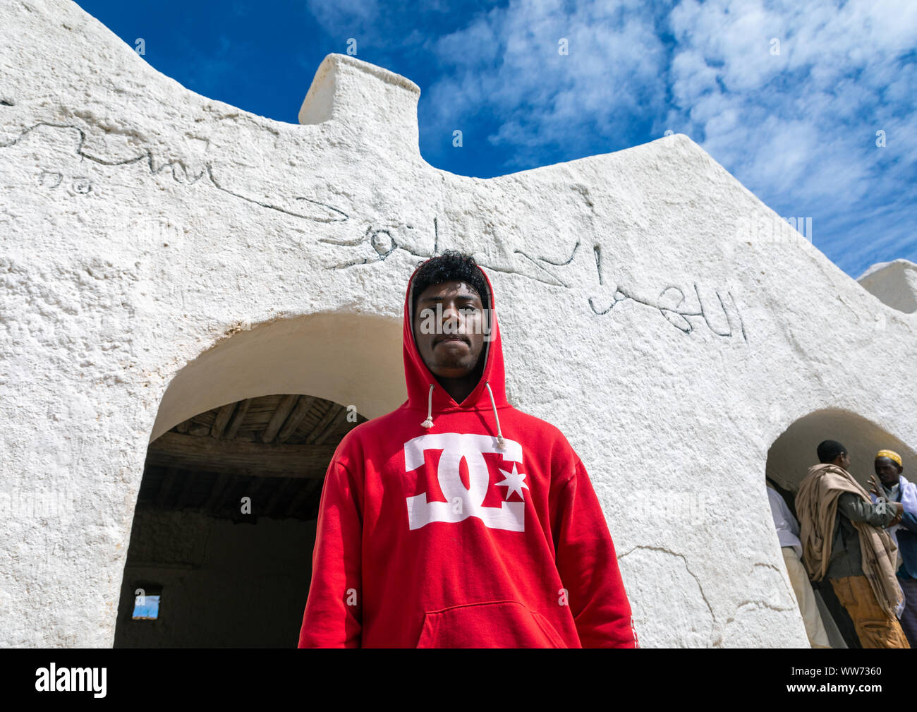 Oromo pilgrim with western clothes in the shrine of sufi Sheikh Hussein ...