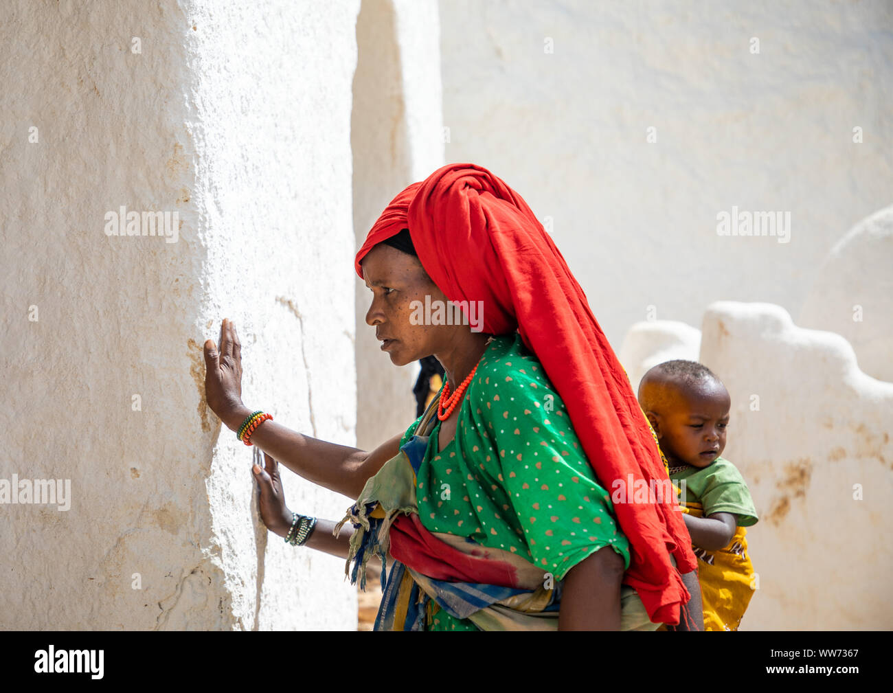 Oromo pilgrims women praying in Sheikh Hussein shrine, Oromia, Sheik ...