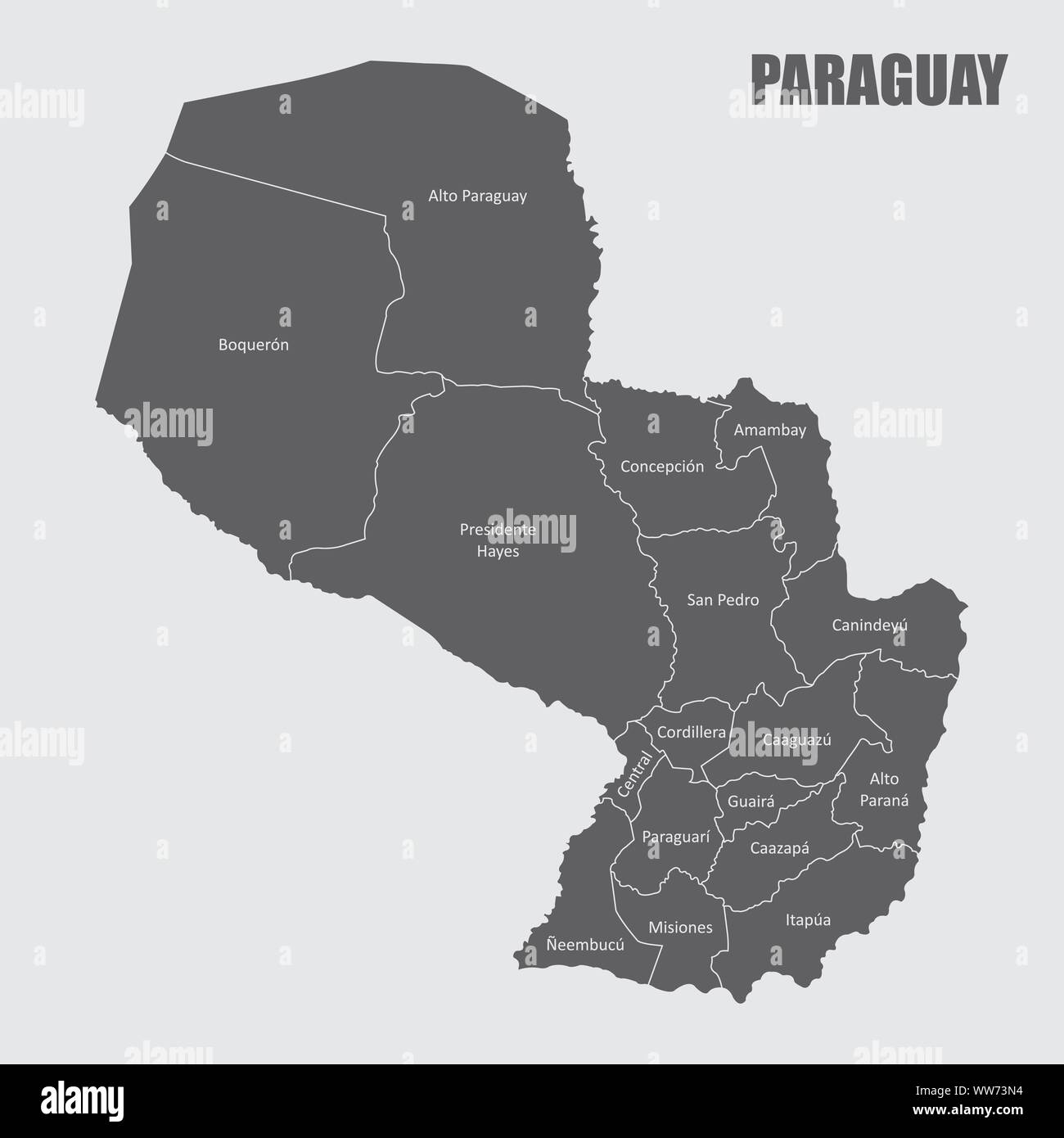 Paraguay regions map Stock Vector Image & Art - Alamy