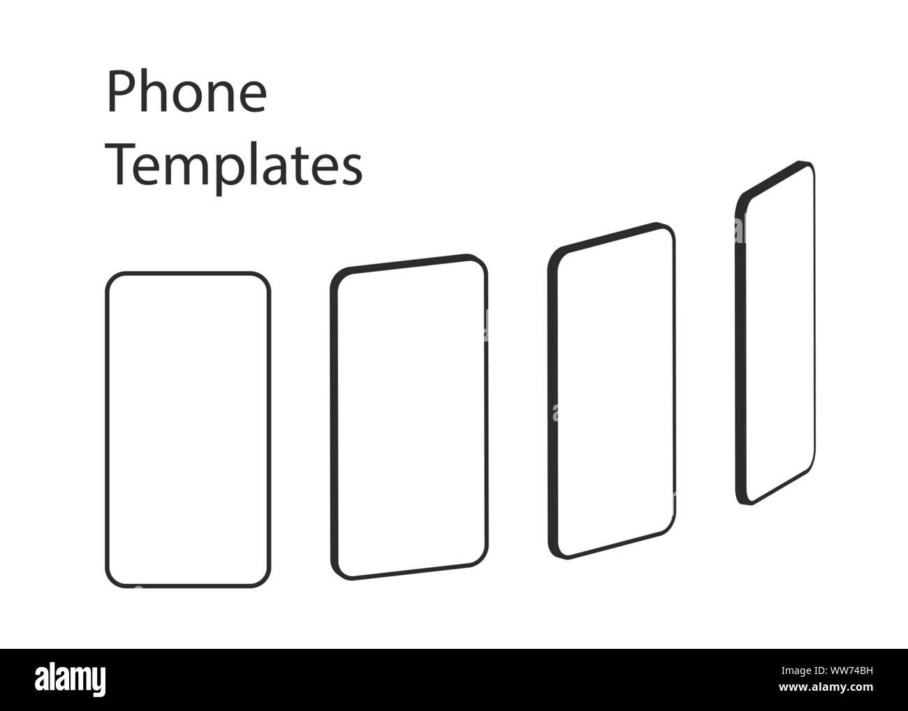 Four frameless cell phone templates on white background Stock Vector ...