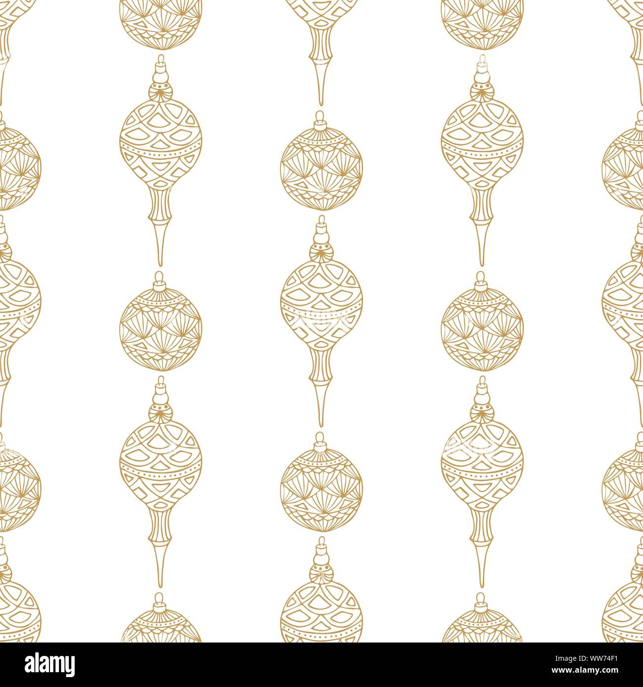Xmas Seamless pattern with Christmas tree balls hand drawn art design ...