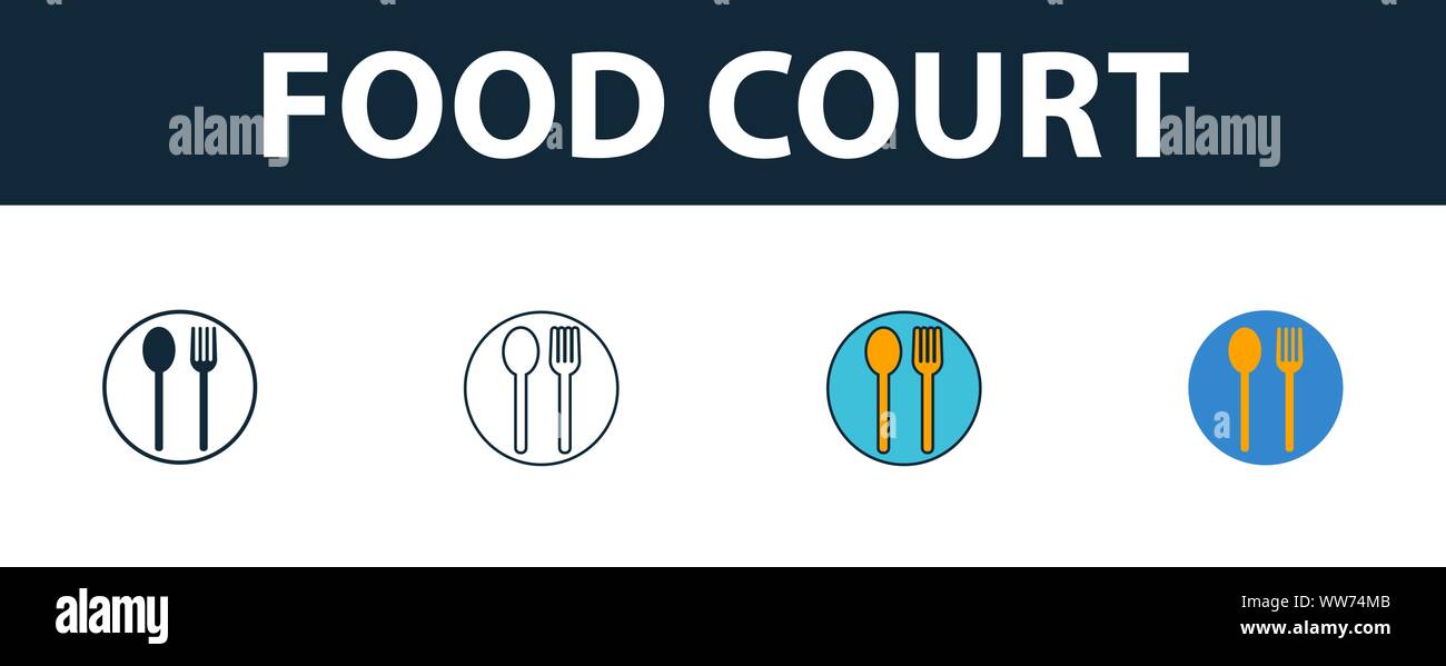 Food Court icon. Thin line outline style from shopping center sign ...