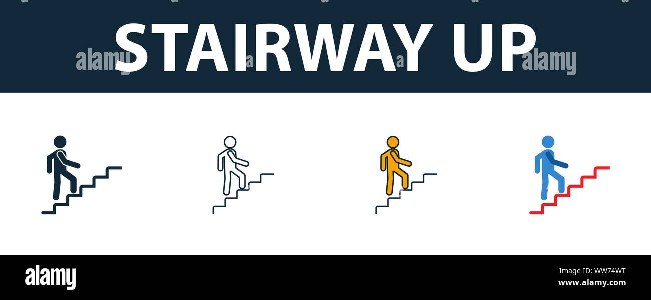 Stairway Up icon set. Four simple symbols in diferent styles from ...