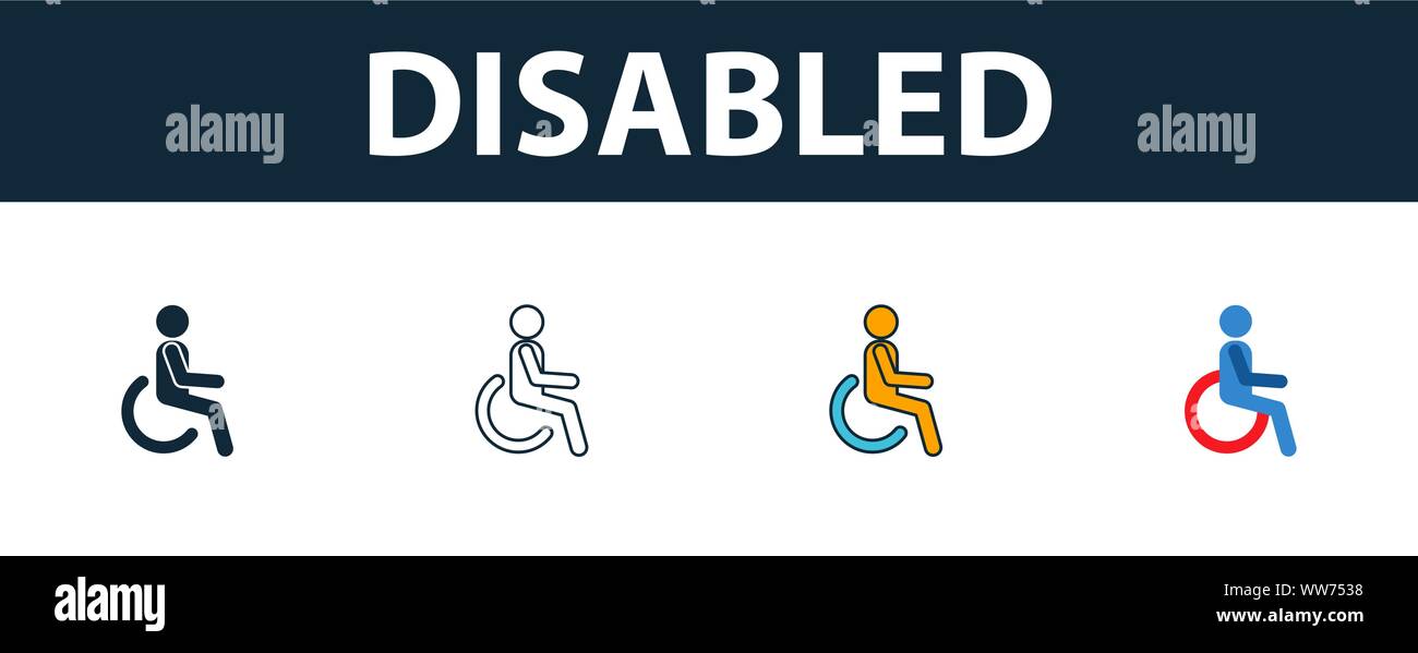Disabled icon. Thin line outline style from shopping center sign icons ...