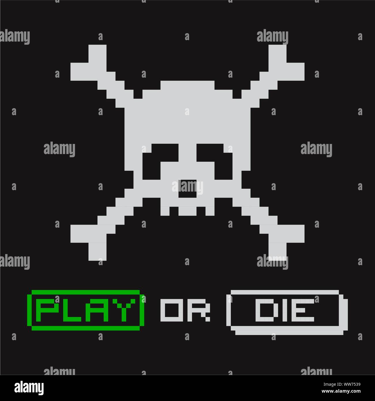Death computer game with skull and buttons to choose Stock Vector Image ...