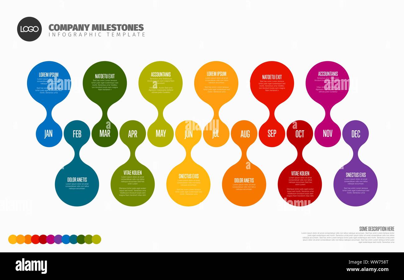 Full year timeline template with all months on a horizontal time line ...