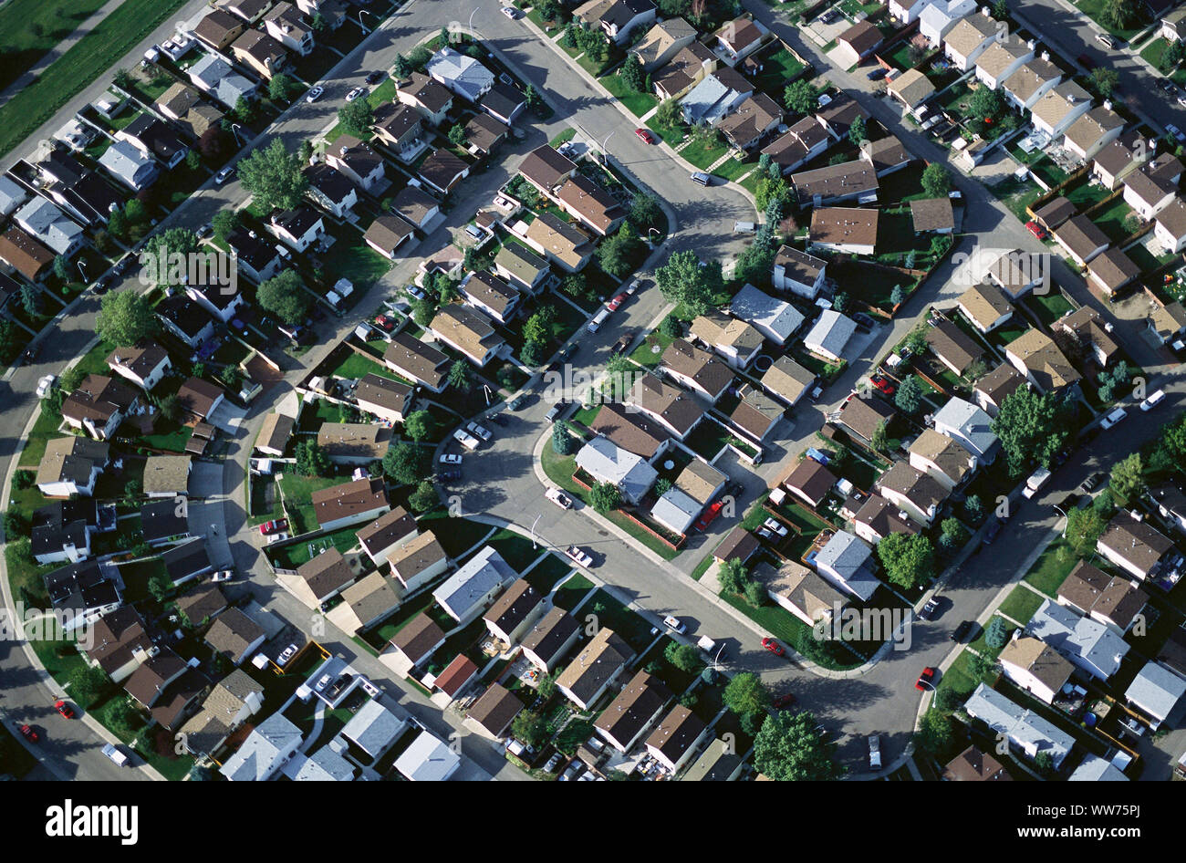 Aerial View of Houses in a City Neighborhood Stock Photo - Alamy