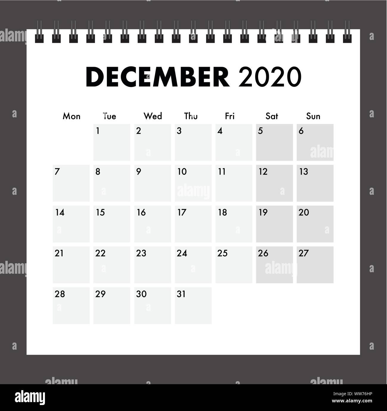 A 2020 calendar with wire bind Stock Vector Image & Art - Alamy