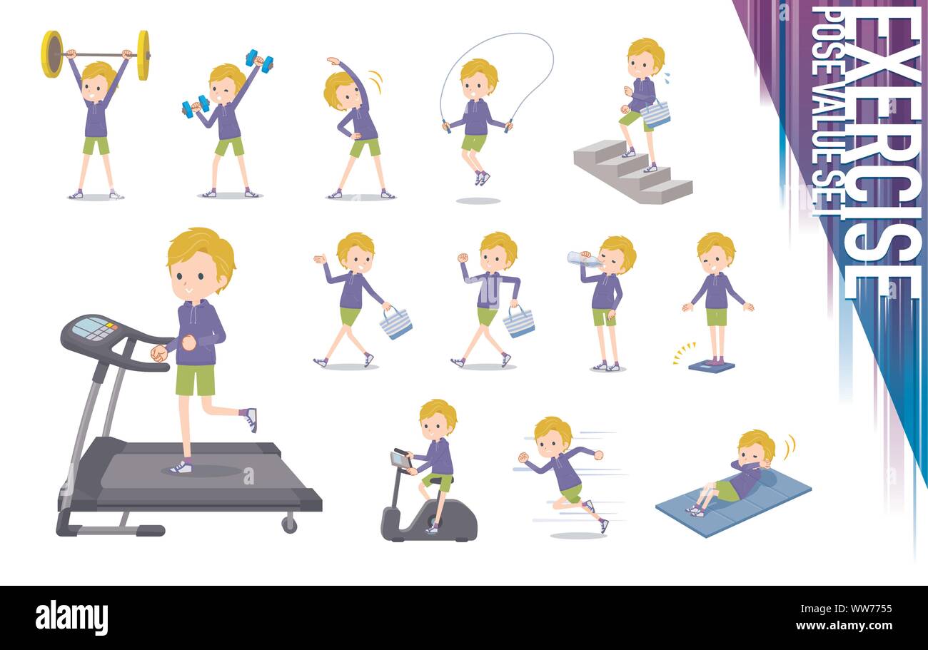 A set of boy on exercise and sports.There are various actions to move ...