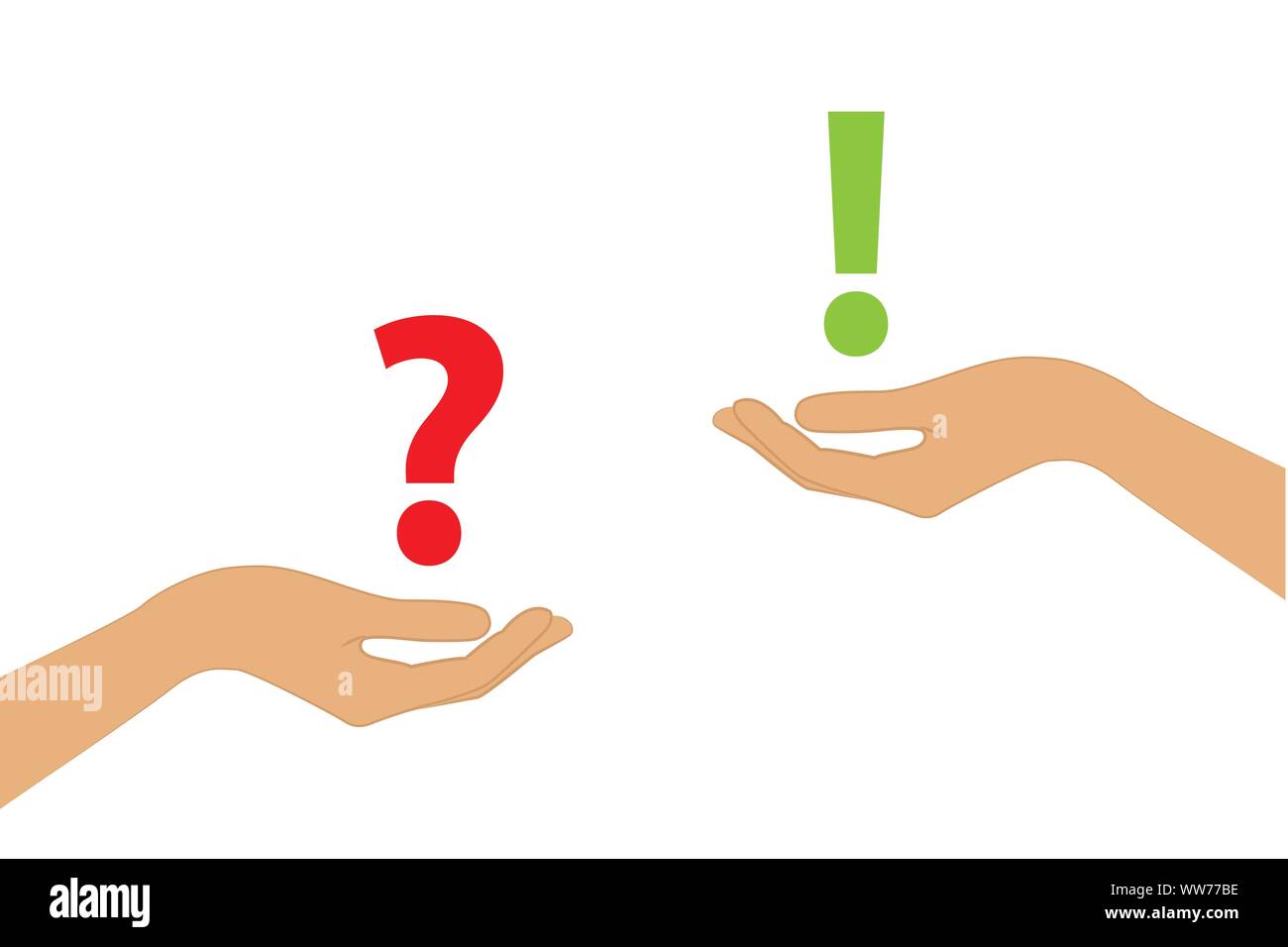 question and answer change concept with human hands vector illustration ...