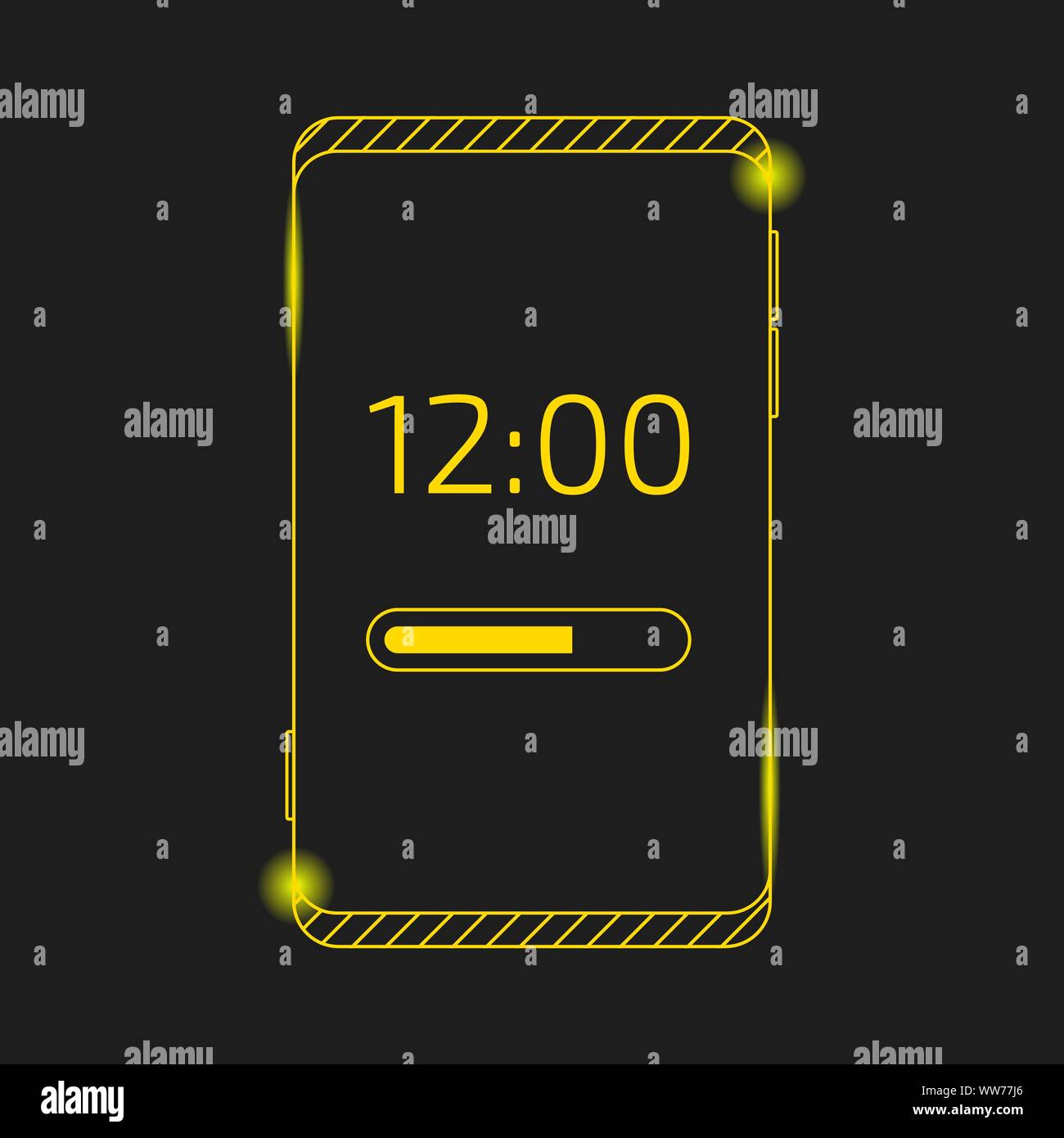 Golden smartphone outline shiny icon - Vector illustration Stock Vector ...