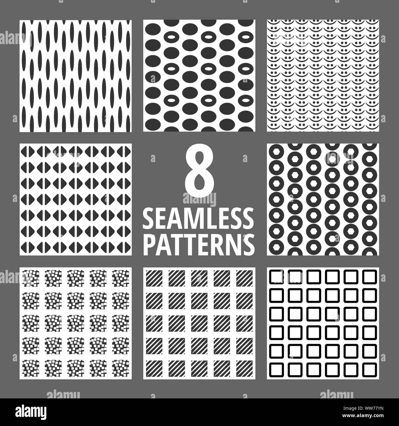 Geometric shapes. Vector seamless pattern set - Vector illustration ...