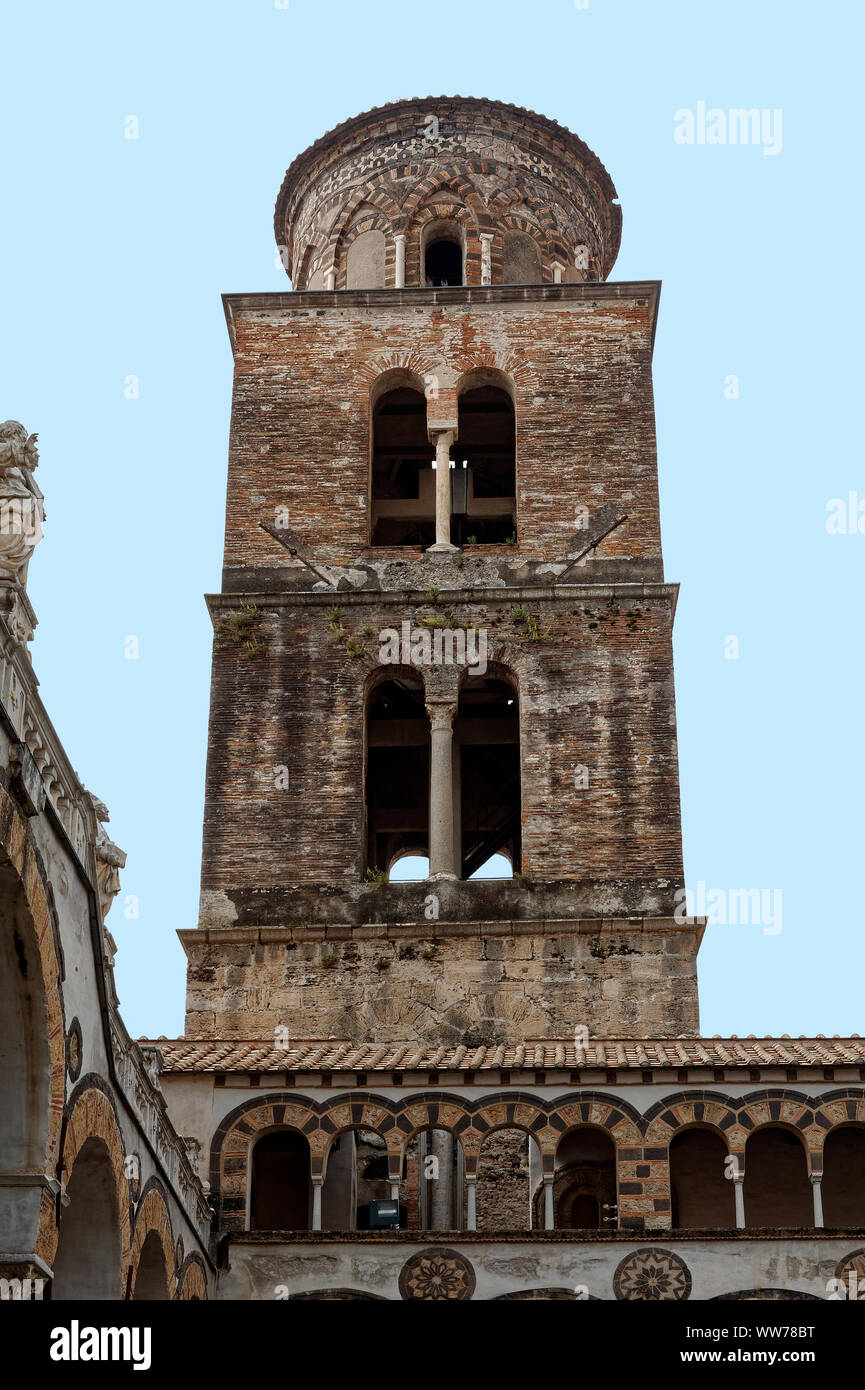 bell tower, 12 century, brick, arches, Arabic-Norman style, Salerno ...