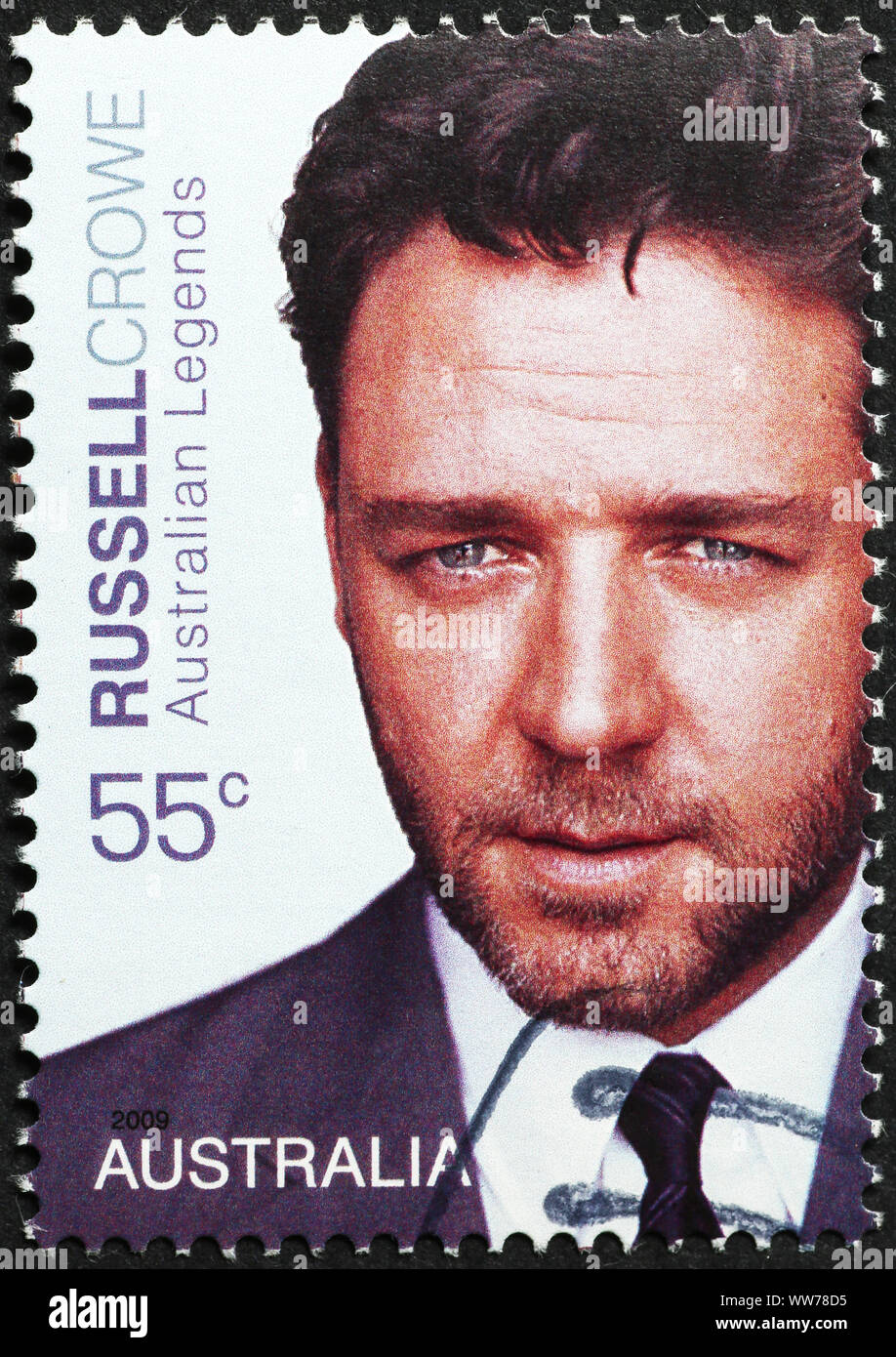 Russell Crowe on australian postage stamp Stock Photo - Alamy