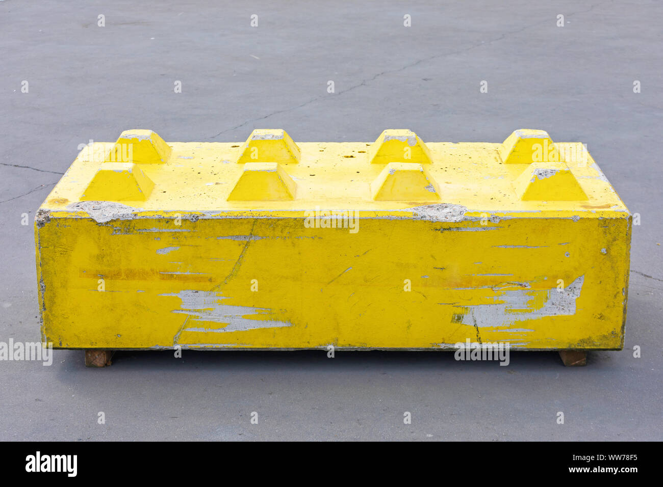 One Big Yellow Toy Block Shape Element at Street Stock Photo - Alamy