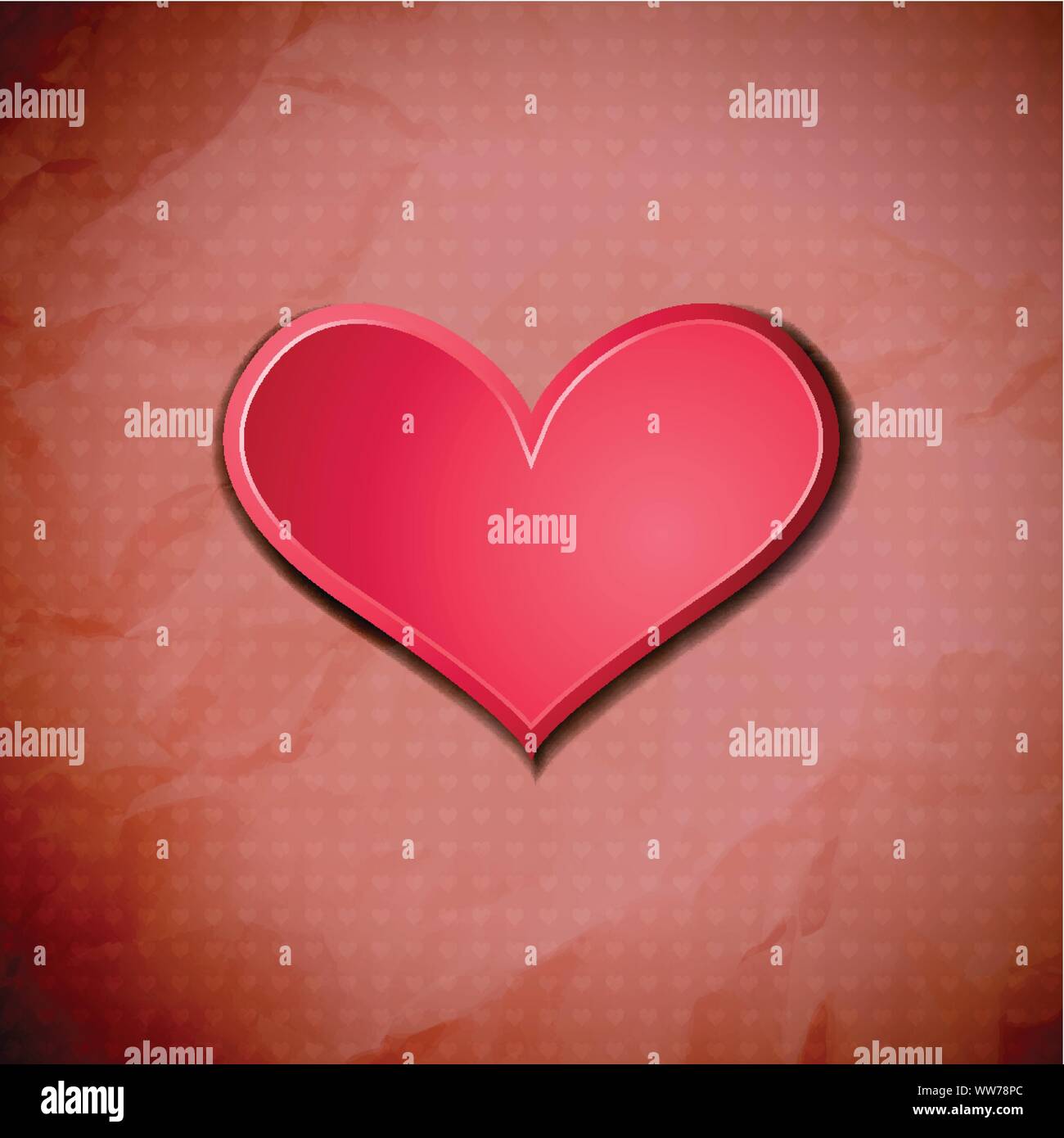 Heart on old crumpled card Stock Vector Image & Art - Alamy
