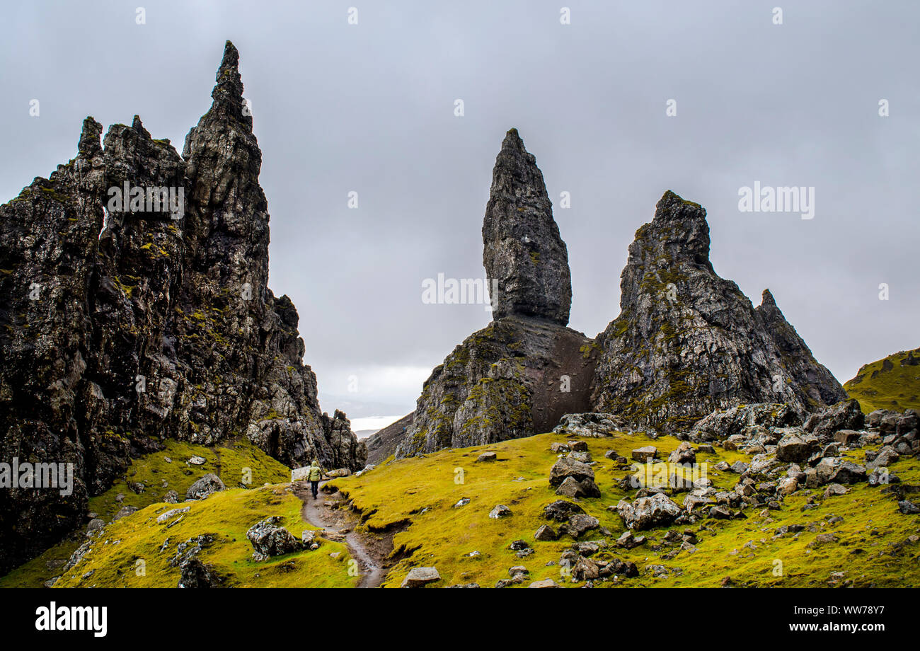 Rock formation Old Man of Storr, Trotternish Peninsula, Isle of Skye ...