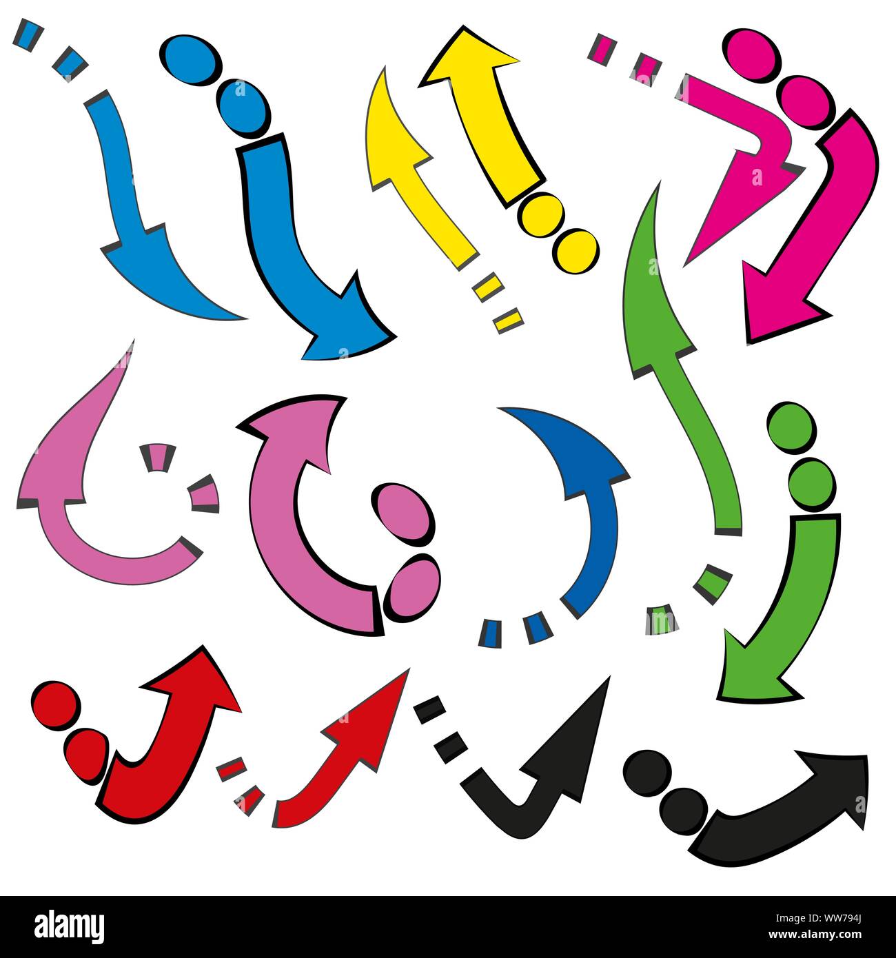 Icon with colored arrows on white background. Vector arrow icon ...