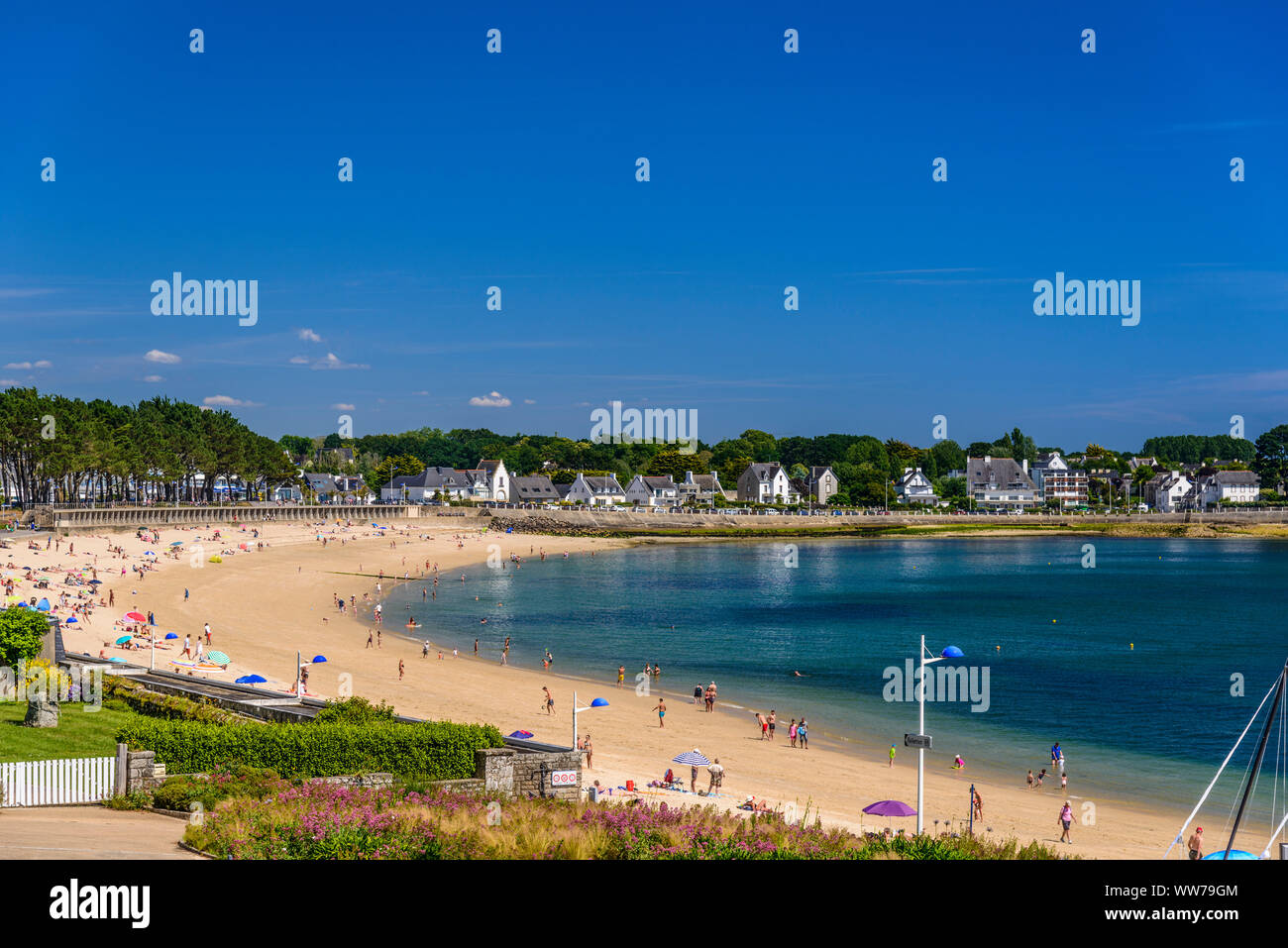 France, Brittany, FinistÃ¨re Department, BÃ©nodet, Plage du Trez Beach ...