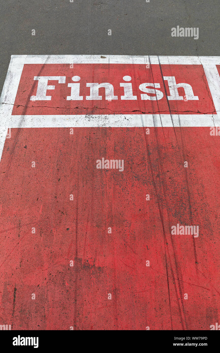 Finish Line at Red Running Sports Track Stock Photo - Alamy