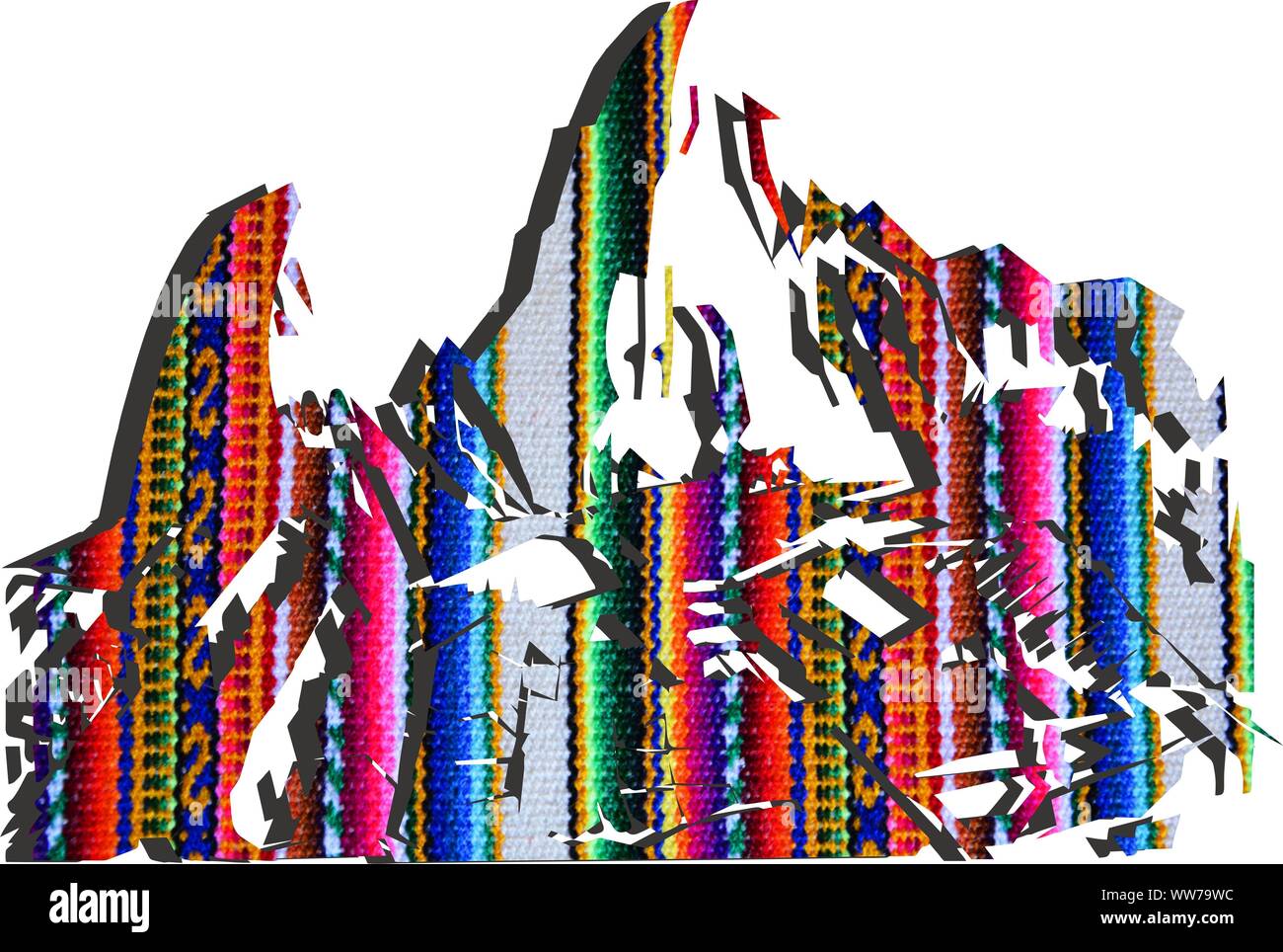 Cuzco flag, cusco flag, flag of cuzco in the rainbow colors with Machu ...