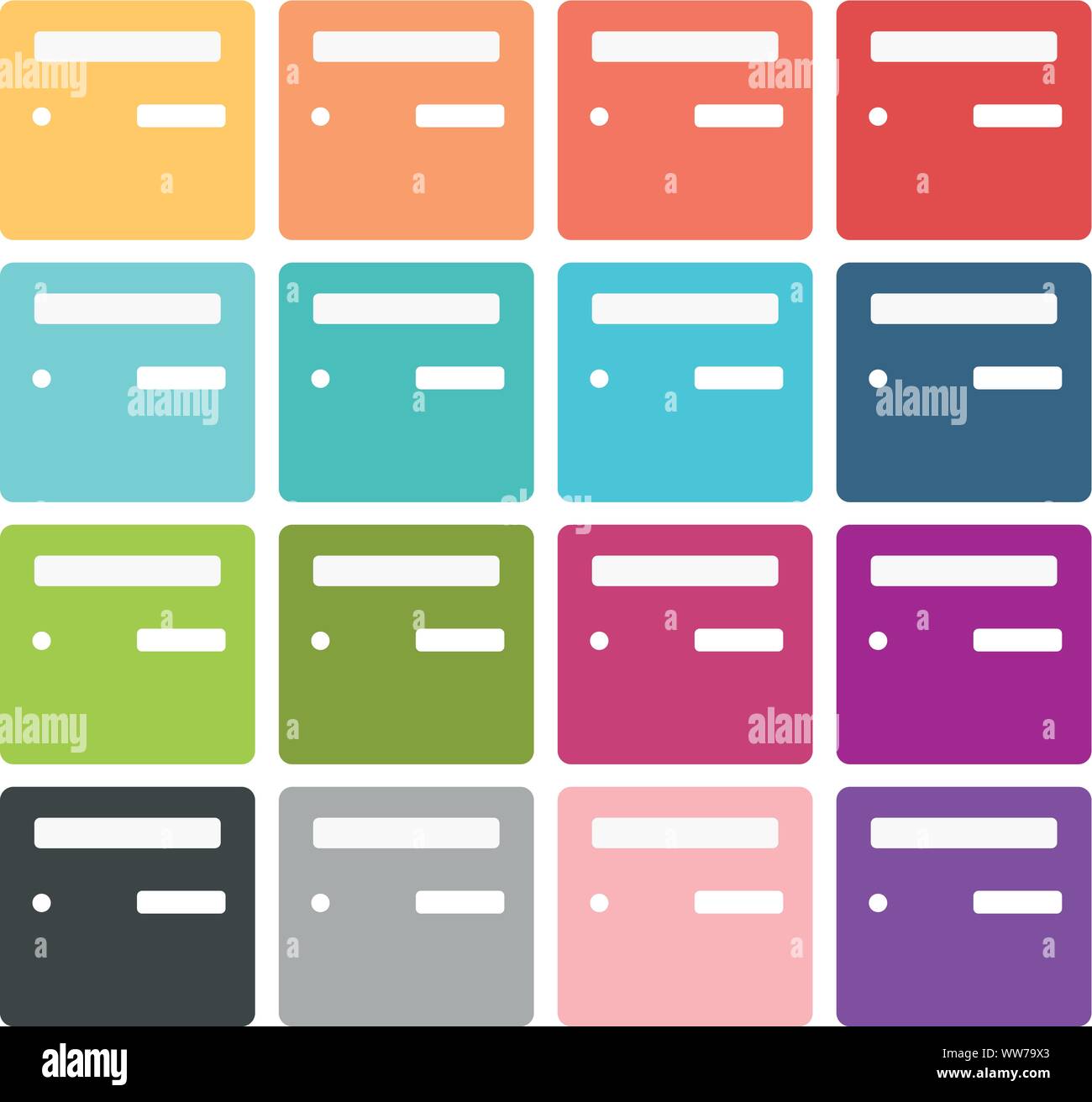 Set of colored French mailbox icons in flat design style Stock Vector ...
