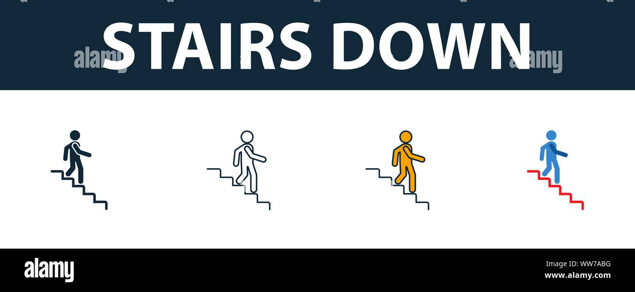 Stairs Down icon. Thin line outline style from shopping center sign ...