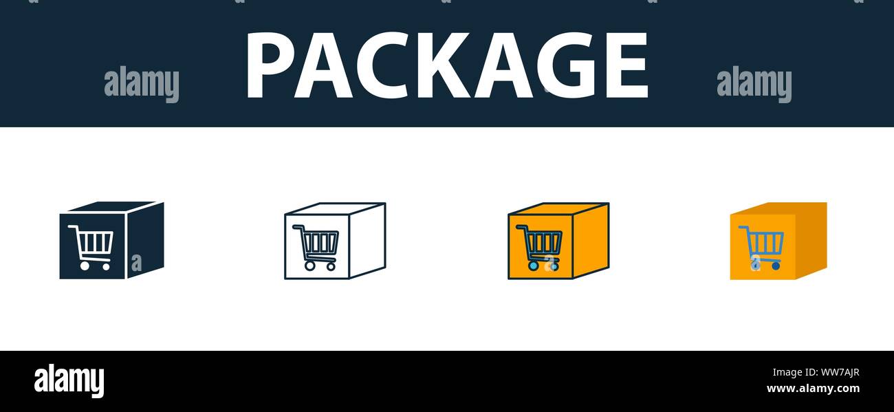 Package icon. Thin line outline style from shopping center sign icons ...