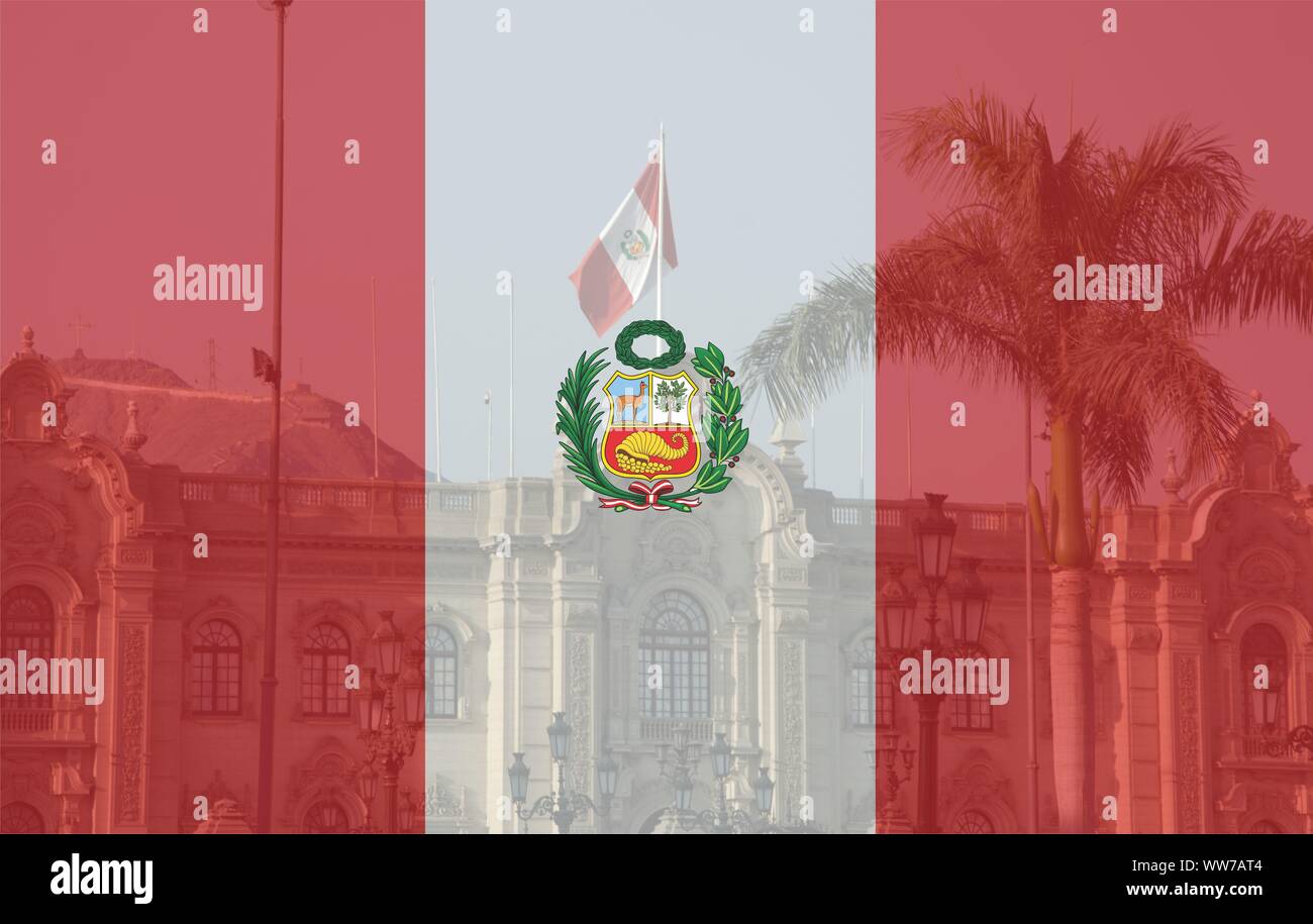Peru flag, Peruvian flag in the colors red and white Stock Photo - Alamy