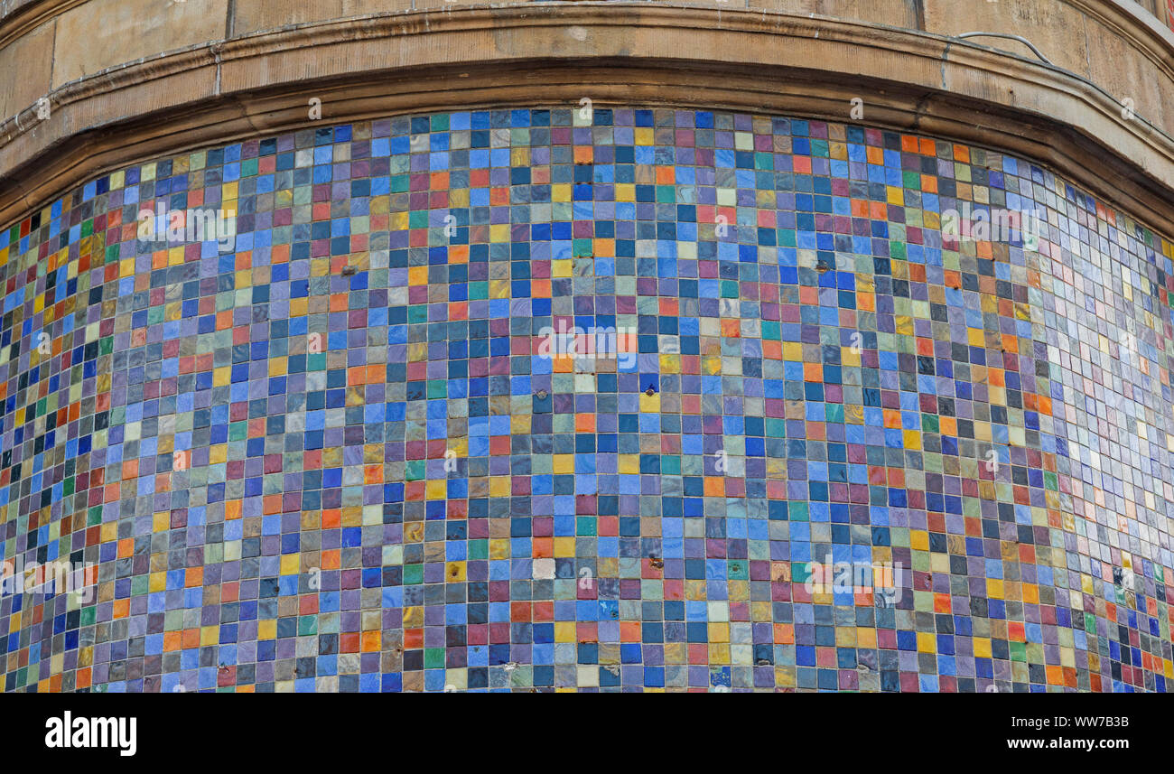 Small Colourful Mosaic Tiles at Building Wall Stock Photo - Alamy