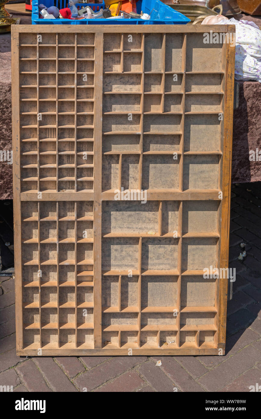 One Big Wooden Retro Printer Drawer Shelf Stock Photo - Alamy