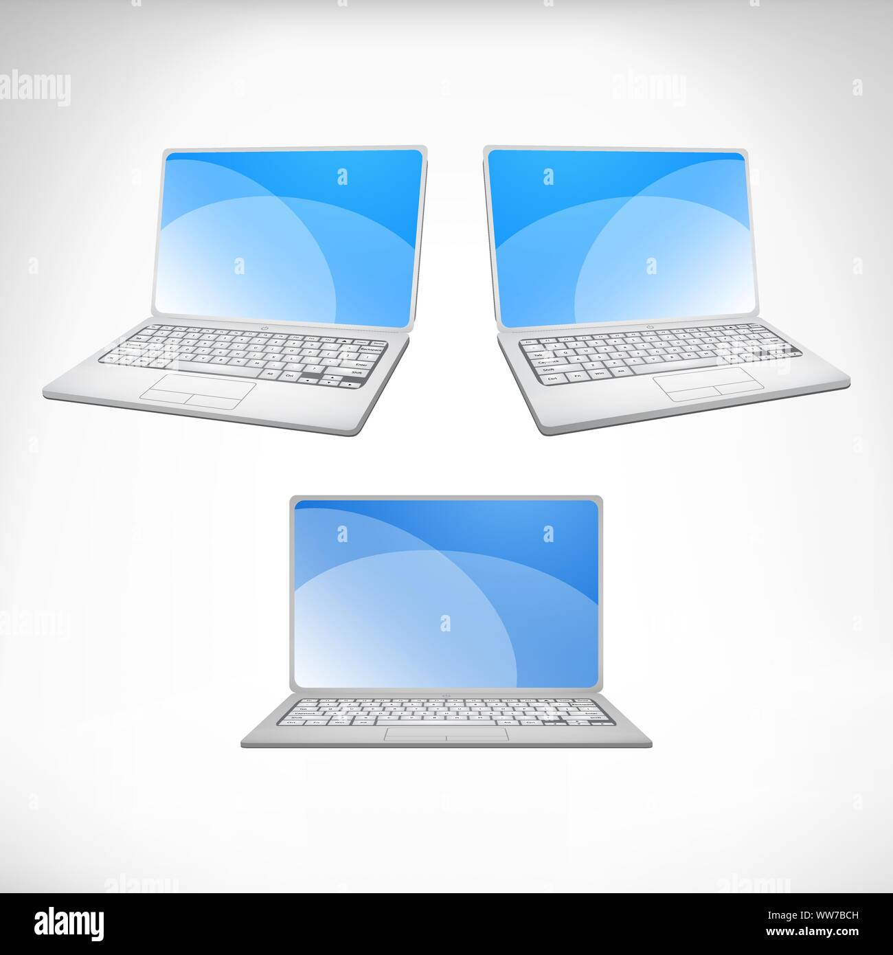 Different angle laptop set. Vector object illustration on the white ...