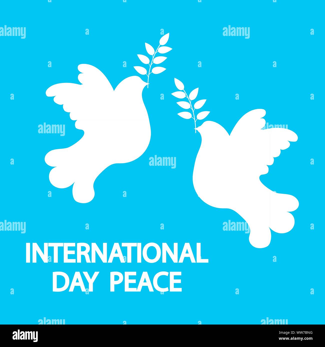 Dove with a tree branch for International Peace Day holiday Stock ...