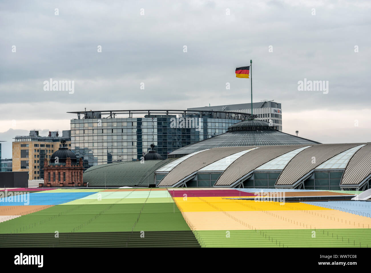 Frankfurt, Hessen, Germany, view of the Frankfurt Festhalle, Congress ...